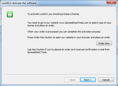 LockXLS Help : How to order and activate LockXLS